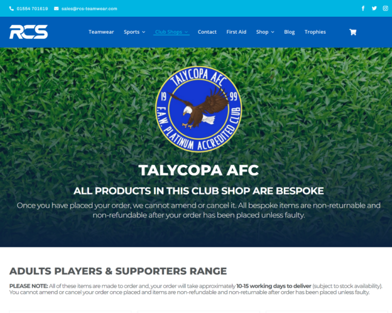 Our New Club Shop – Talycopa AFC